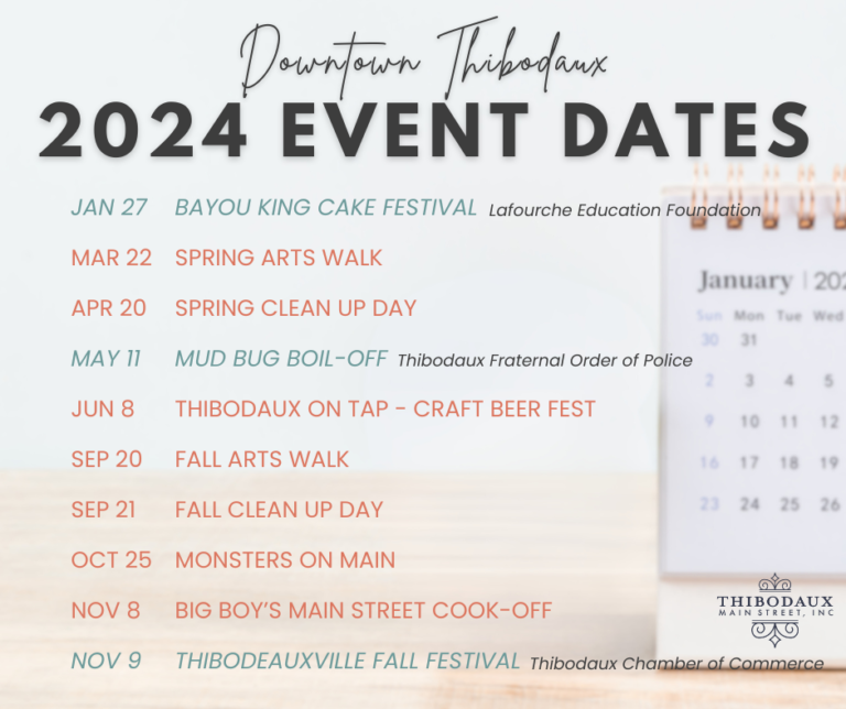 2024 CALENDAR OF EVENTS – Thibodaux Main Street, Inc.